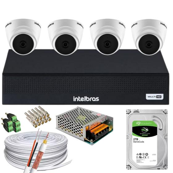 Kit 4 Câmeras 1220 D mic Intelbras Com Áudio dvr 1004 Fullhd Completo ...