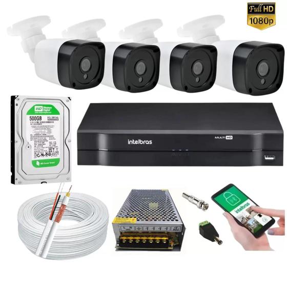 Kit 4 Câmeras de Segurança Full Hd 1080p 2MP Bullet 20m Infravermelho+ ...