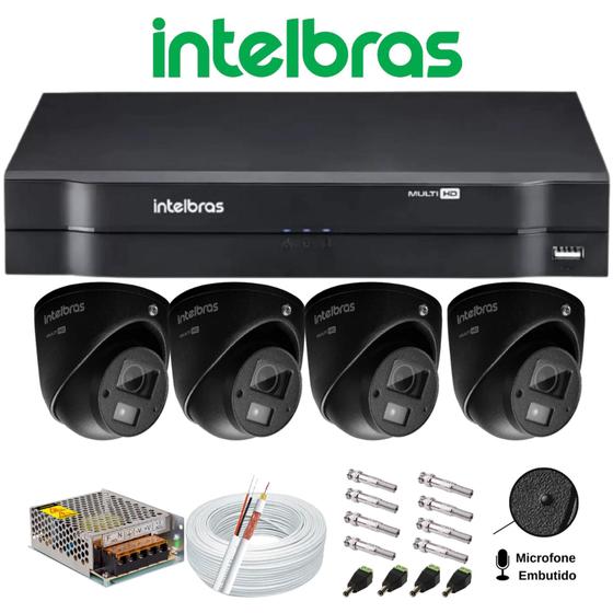 Kit 4 Cameras de Segurança Intelbras Com Audio Microfone Alta Resolução ...