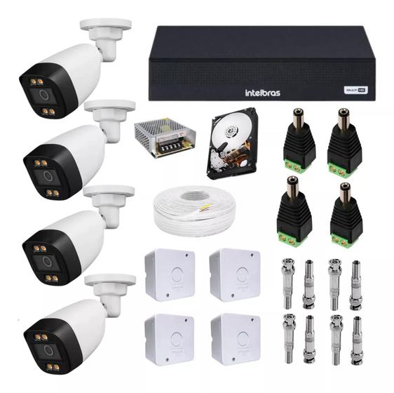 Kit 4 Câmeras Noturna Colorida Dioa E Noite 2mp Dvr Intelbras 1008 Com ...