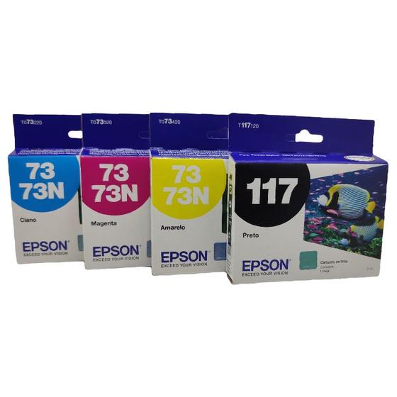 Kit 4 cartuchos T117 Preto e T073 Coloridos - EPSON - Cartucho de Tinta ...