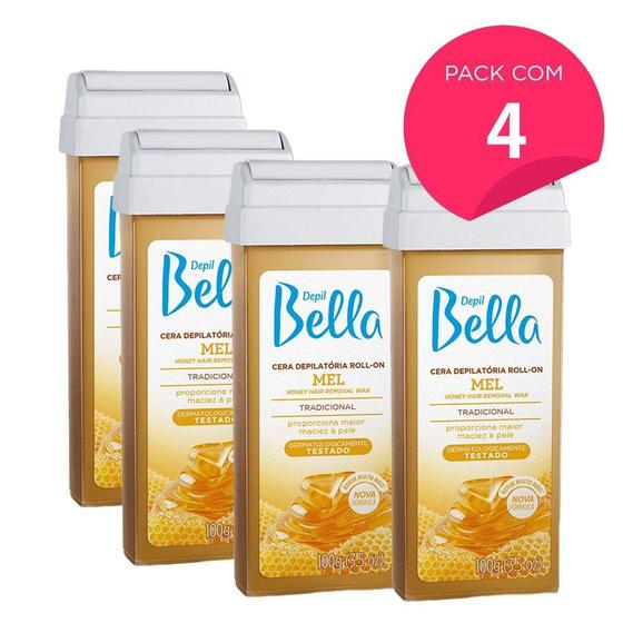 Kit 4 Cera Depilatória Roll On Depil Bella Mel Refil 100g - Cera ...