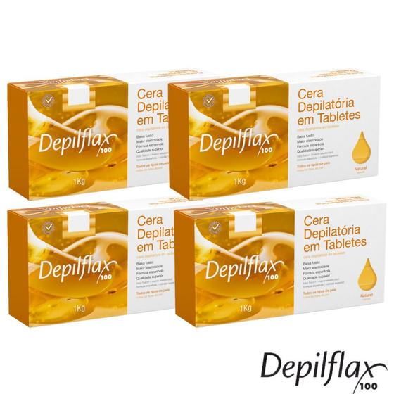 Kit 4 Cera Quente Depilação Elástica Natural Em Barras 1kg Depilflax ...