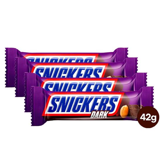 Kit 4 Chocolate Snickers Dark 42g - Chocolate / Barra de Chocolate ...