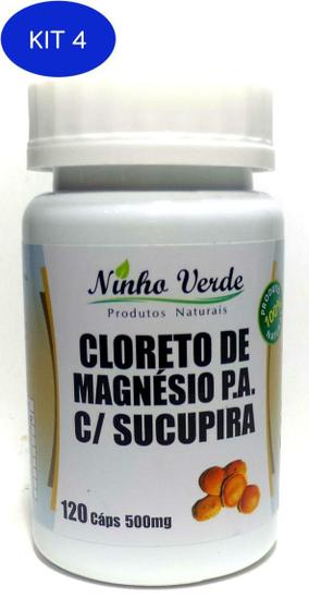 Kit 4 Cloreto de Magnésio com Sucupira - 120 Cápsulas - Ninho Verde Produtos Naturais - Cloreto ...