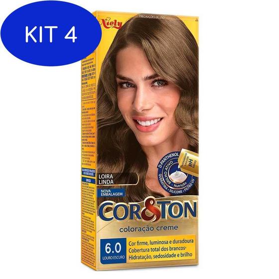 Kit 4 Coloração 6.0 Louro Escuro Cor E Ton - Cor&Ton - Tinta de Cabelo ...