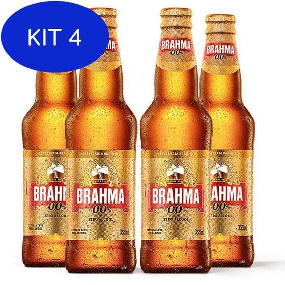 Kit 4 Combo 4 Unid Cerveja Sem Álcool Brahma Zero Long Neck - Cerveja ...