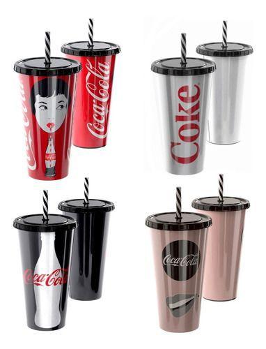 Kit 4 Copão Coca Cola Shake 700ml Com Tampa e Canudo - PLASÚTIL - Copos ...