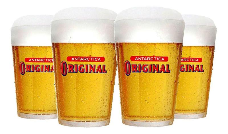 Kit 4 Copos Americano Em Vidro Antarctica Original Cerveja - 190ml - Copo de Cerveja - Magazine ...