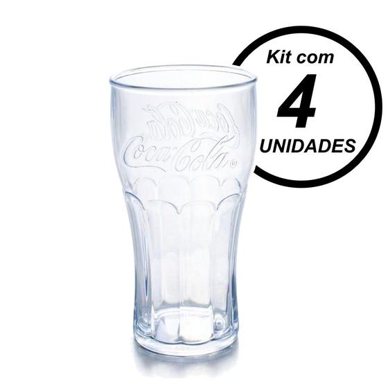Kit 4 Copos Coca-Cola 530ml Transparente Premium Plasútil - Copos ...