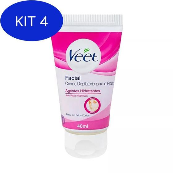 Kit 4 Creme Depilatório para rosto veet com 40 ml - Creme Depilatório ...