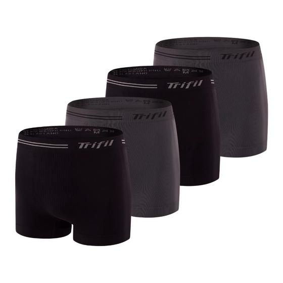 Kit 4 Cuecas Box Masculina Sem Costura De Microfibra Trifil Lisa Básica ...