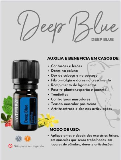 Kit 4 Deep Blue Óleos Essenciais Do Terra 5 ml cada (4 unid) perfeito para massagem relaxante ...