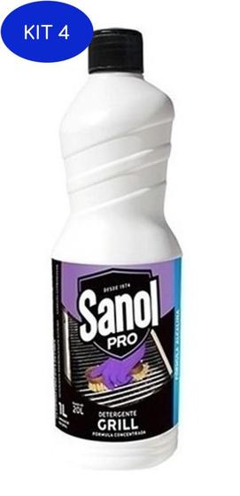 Kit 4 Desengordurante Limpa Grelha, Fornos, Coifas 1Lt Sanol ...