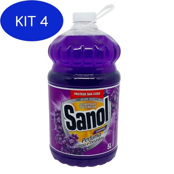 Kit 4 Desinfetante Lavanda Sanol 5 Litros - Total Quimica ...