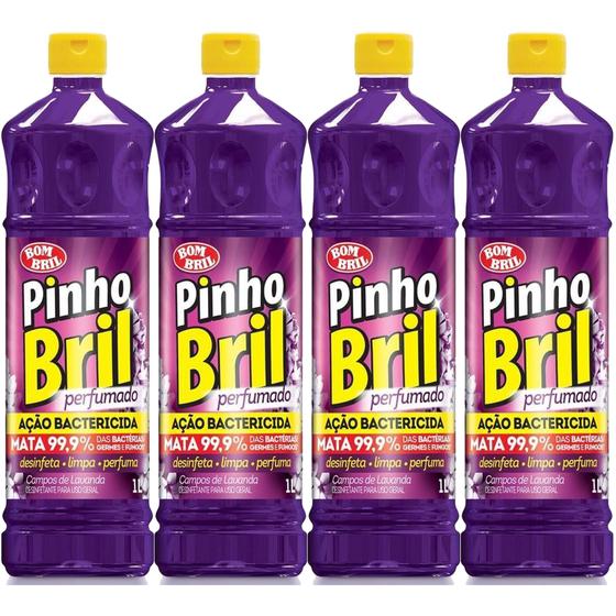 Kit 4 Desinfetantes Pinho Bril Plus Campos de Lavanda Bombril 1L ...