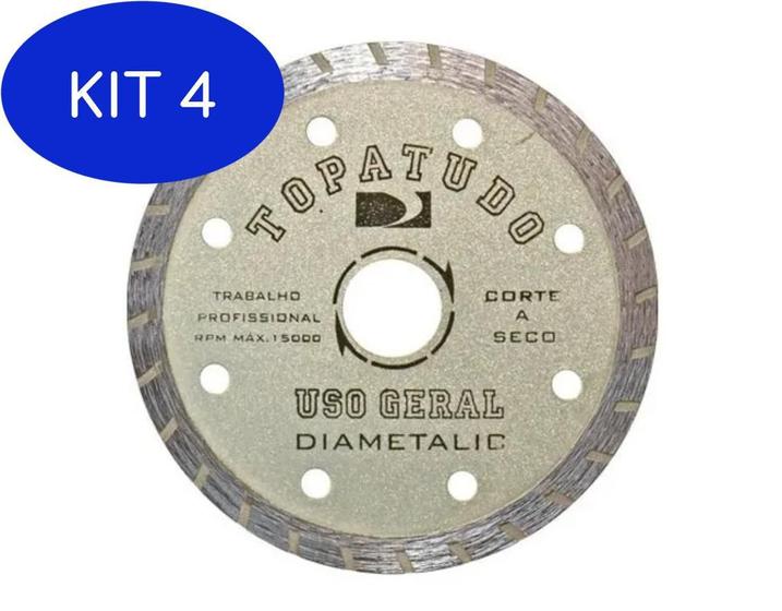 Kit 4 Disco De Corte Diamantado Turbo 110Mm Topa Tudo Diametalic ...