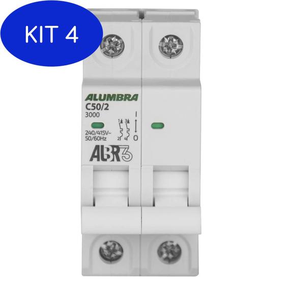 Kit 4 Disjuntor Bipolar 50A 3Ka Curva C Albr Alumbra - Disjuntor Din ...