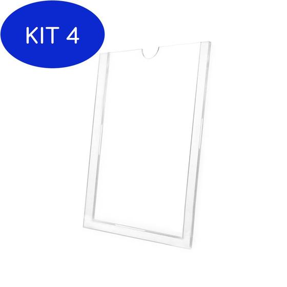 Kit 4 Display Porta Folha A4 Parede Acrílico Com Fita - Visual Laser ...
