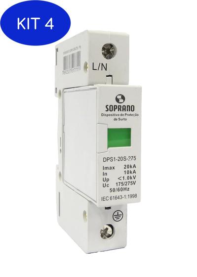 Kit 4 Dispositivo Proteção Surto 20kA 220V Classe lI - Soprano - DPS ...