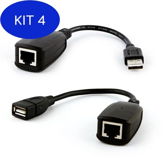 Kit 4 Extensão Usb Rj45 Até 45 Metros - Importado - Jc Cabos - Cabo USB ...