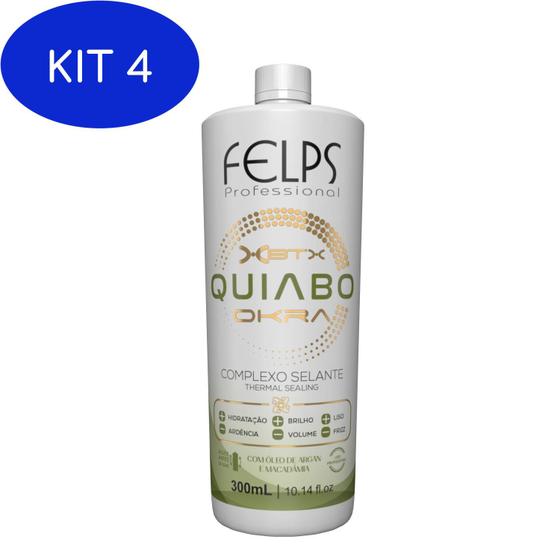 Kit 4 Felps Xbtx Quiabo Okra Complexo Selante 300 Ml Escova - Máscara ...