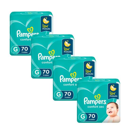 Kit 4 Fralda Pampers Confort Sec Pacote Giga Tamanho G 70 Fraldas ...
