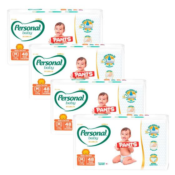 Kit 4 Fralda Personal Baby Premium Pants Tamanho M com 48 Unidades cada ...