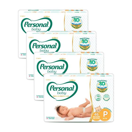 Kit 4 Fralda Personal Baby Premium Protection Tamanho P com 46 Unidades ...