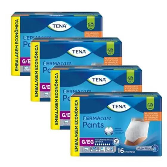 KIT 4 Fraldas Descrtável Geriátrica/Adulto Tena Pants Dermacare Tamanho G/XG C/ 16 Unidades ...
