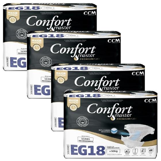 Kit 4 Fraldas Geriátricas Confort Premium Econ Extra G 18 Un - CONFORT ...