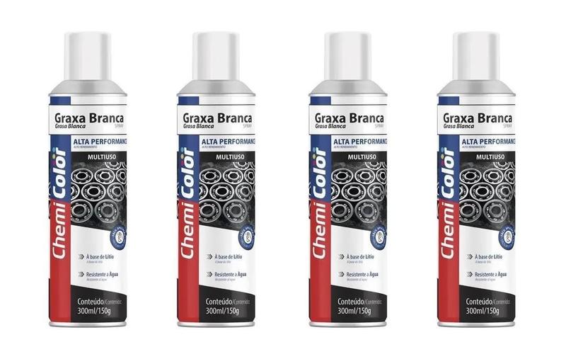 Kit 4 Graxas De Litio Em Spray Branca Chemicolor 300Ml - Graxa ...