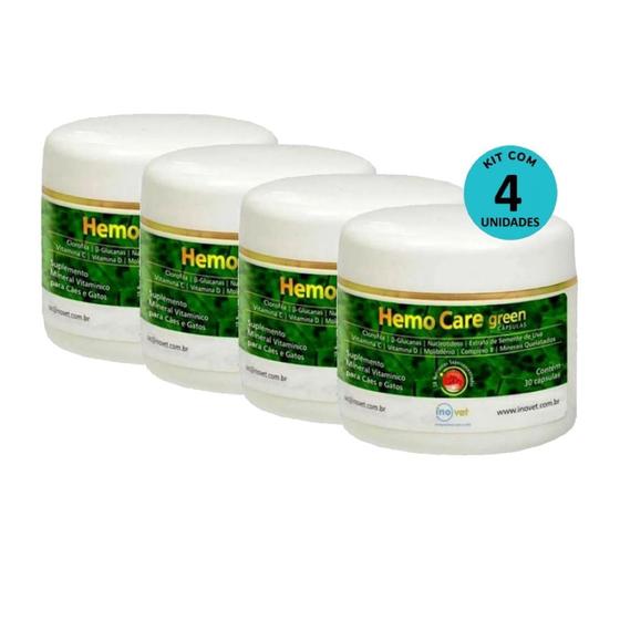 Kit 4 Hemo Care Green Suplemento P/ Cães e Gatos C/ 30 Cápsulas ...