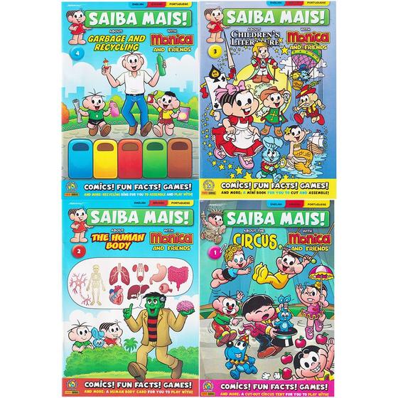 Kit 4 Hq Saiba Mais! Turma Da Mônica Em Inglês Quadrinhos Atividades ...
