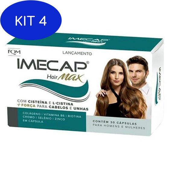 Kit 4 Imecap Hair Max Com 30 Cápsulas - Fqm Divcom - Biotina - Magazine ...