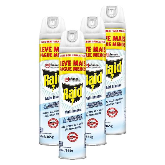Kit 4 Inseticida Raid Aerossol Multi-Insetos 420ml - Inseticidas ...