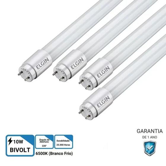 Kit 4 Lâmpada Tubular Tubo Led 10w T8 60cm Branco Frio 6500k Elgin - Lâmpada Tubular - Magazine ...