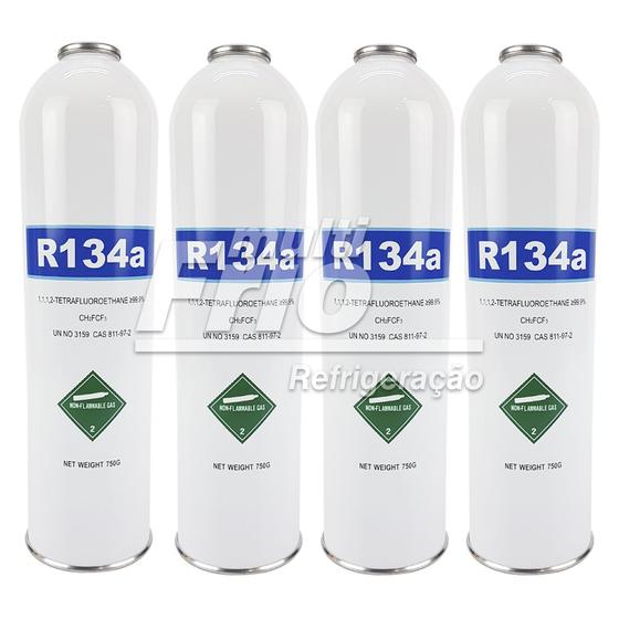 KIT 4 Latas De Gás Fluido Refrigerante R134A 0,750kg - Multifrio ...