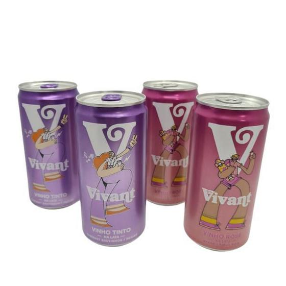 Kit 4 Latas Vivant Vinho Tinto / Rose 269ml - Vinho - Magazine Luiza