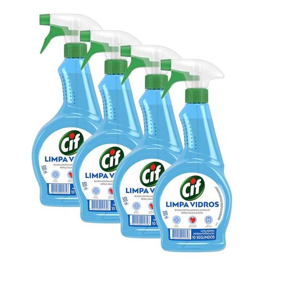 Kit 4 Limpa-Vidro Cif Líquido Ultra Rápido 500ml - Limpa Vidro ...