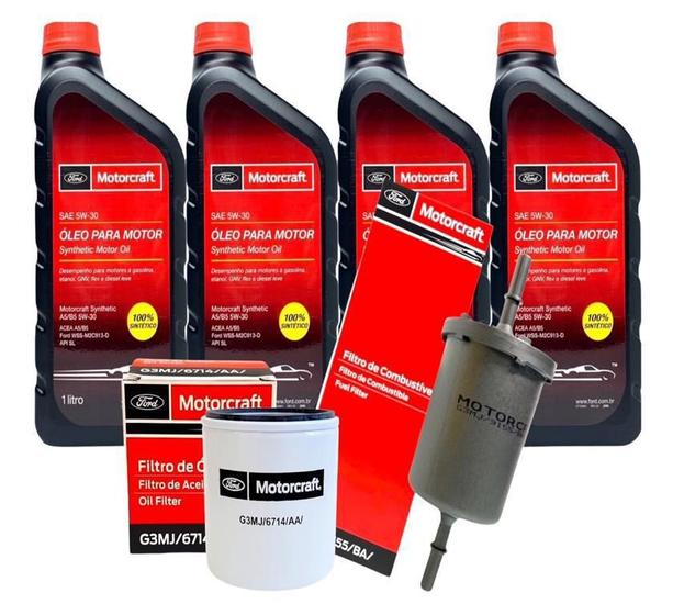 Kit 4 Litros Óleo 5W30 E Filtros Ford Ka Ecosport New Fiesta - Motorcraft/Omnicraft - Filtro de ...