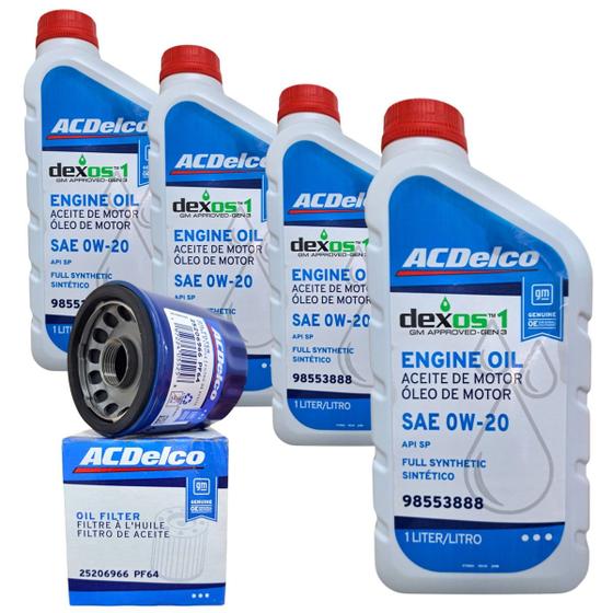 Kit 4 Litros Óleo Lubrificante do Motor ACDelco SP 0W20 DEXOS1 100% ...