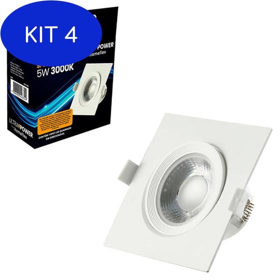Kit 4 Luminaria Spot Quadrado De Embutir Led 5W 6500K Bivolt - Homeflex - Spot - Magazine Luiza
