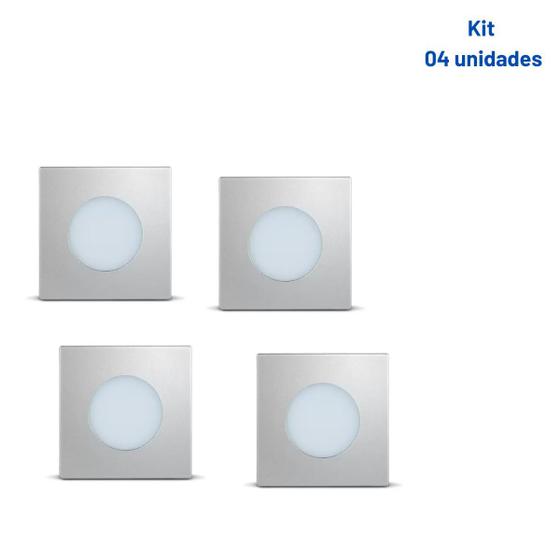 Kit 4 Luminárias Spot Point Quad.Luz Fria 1,5w cor Alumínio - LEDLINE ...