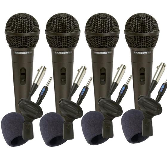 KIT 4 Microfones Samson R31s Hipercardióide XLR para Voz e Instrumentos ...