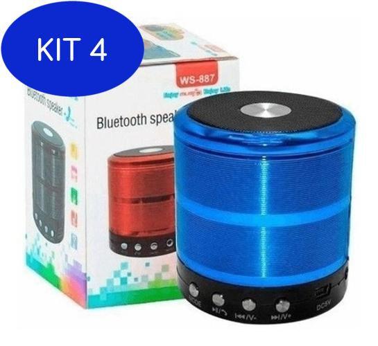Kit 4 Mini Caixa De Som Bluetooth Portátil Speaker Ws-887 - Mini ...