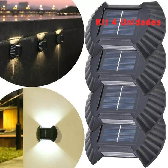Kit 4 Mini Luminária Led Arandela Recarregável Solar Parede Externa ...