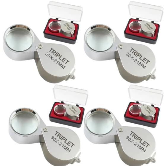 Kit 4 Mini Lupa 30x21mm De Perito Aumentar Campo de Visão - triplet ...