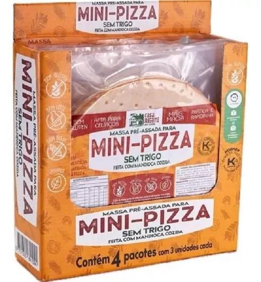 Kit 4 Mini Massa Pré Assada de Pizza S/ Trigo 210g Casa Rigani ...
