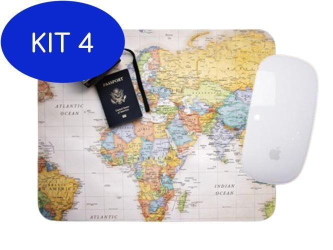 Kit 4 Mouse Pad Mapa Mundi - Deluzz - Mouse Pad - Magazine Luiza